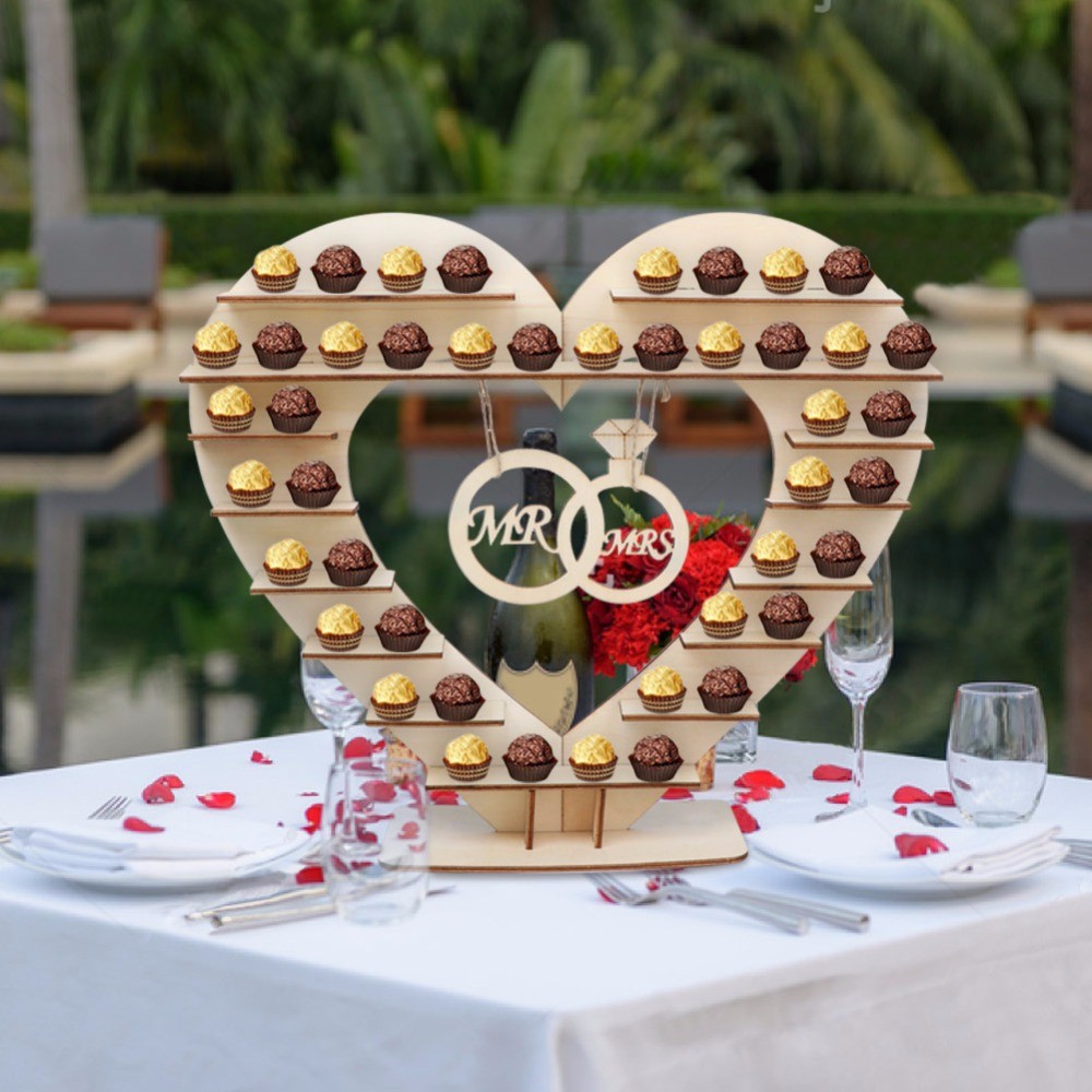 Ξύλινη διακοσμητική καρδιά Mr & Mrs DIY - Gamolista