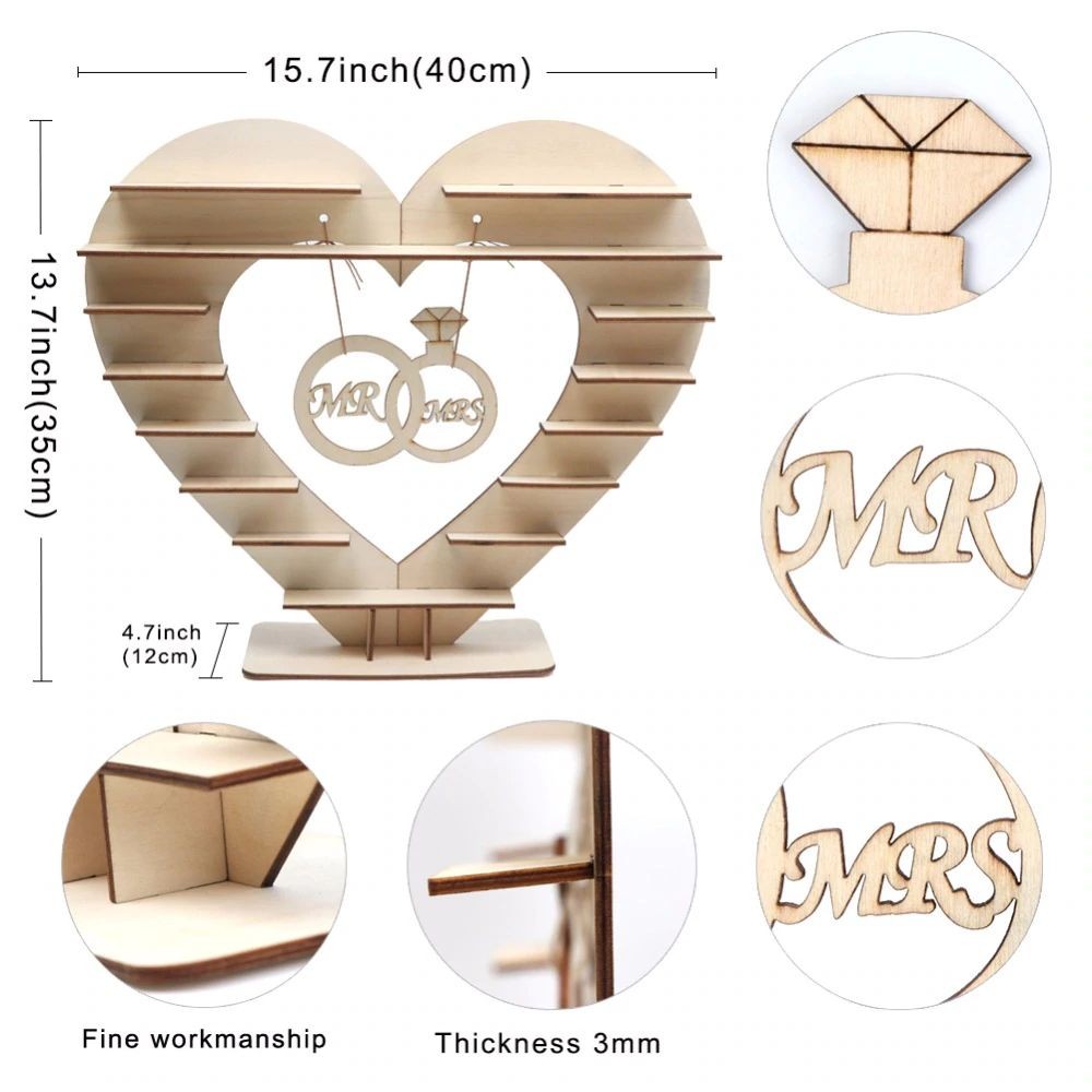 Ξύλινη διακοσμητική καρδιά Mr & Mrs DIY - Gamolista