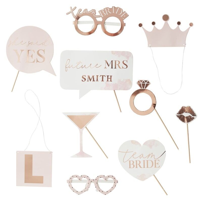 Blush Customizable Photo Booth Props 10τμχ - Gamolista